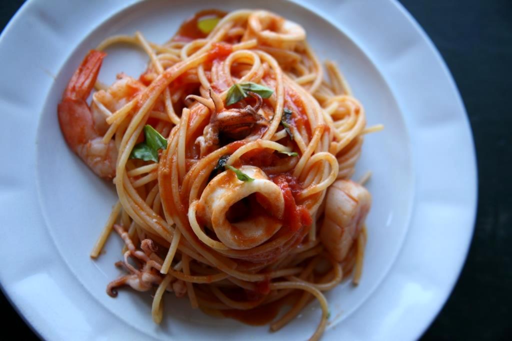 Spaghetti with Calamari, Scallops, and Shrimp - Lidia