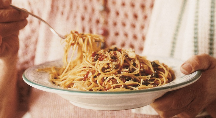 Capellini with a Sauce of Anchovies, Capers, and Fresh Tomatoes - Lidia