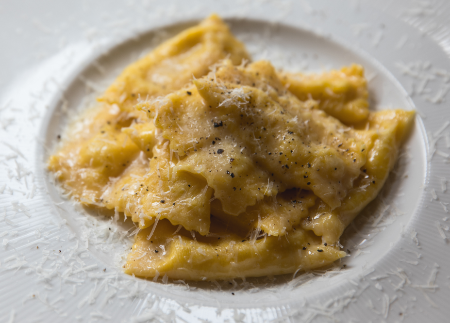 Fresh Pear and Pecorino Ravioli with Cacio e Pepe Sauce - Lidia