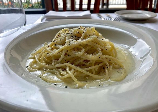 Spaghetti with Crushed Black Pepper and Pecorino Romano Cheese - Lidia