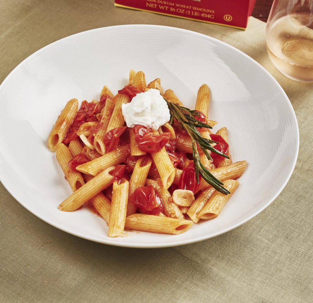 Penne with Lidia's Tuscan Arrabbiata Sauce, Rosemary, and Ricotta - Lidia
