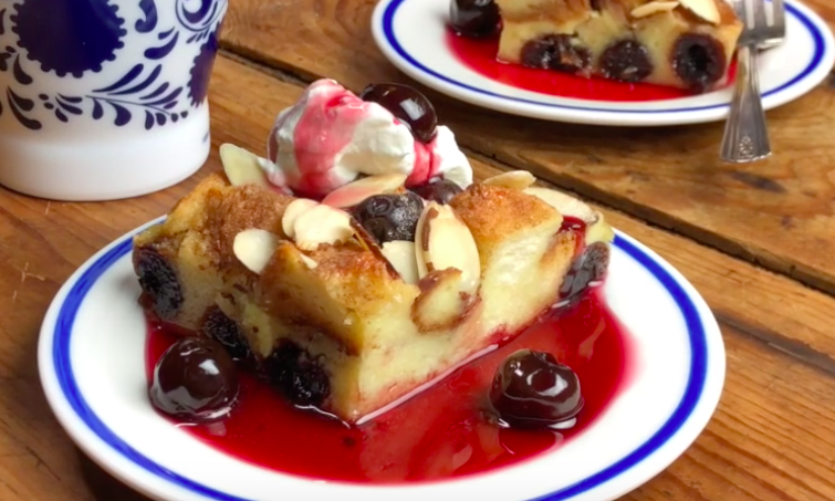 Chunky Cherry Bread Pudding - Lidia