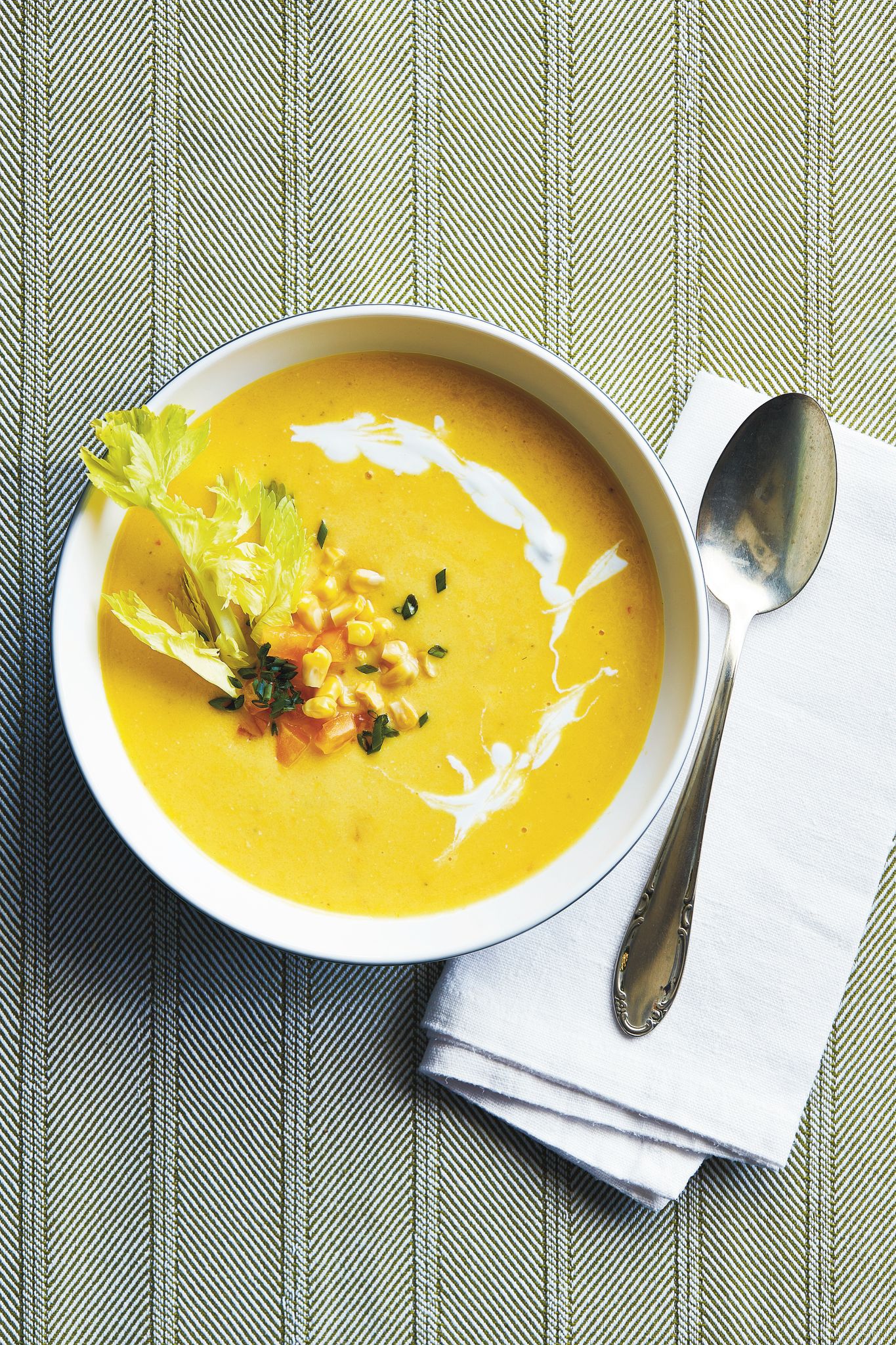 Chilled Corn and Yellow Tomato Soup - Lidia
